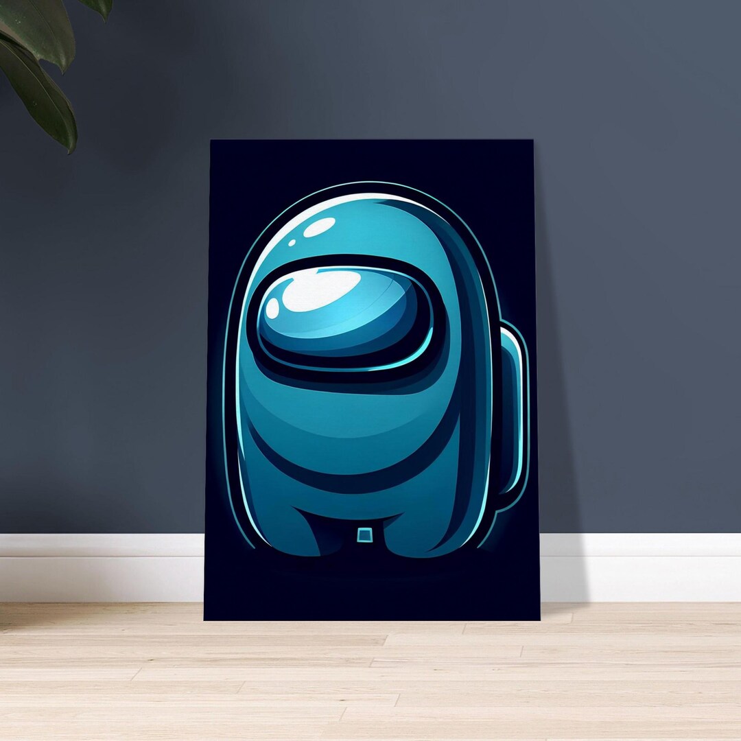Blue Impostor Style Canvas Wall Art – Cool Gamer Room Decor | Among Us ...