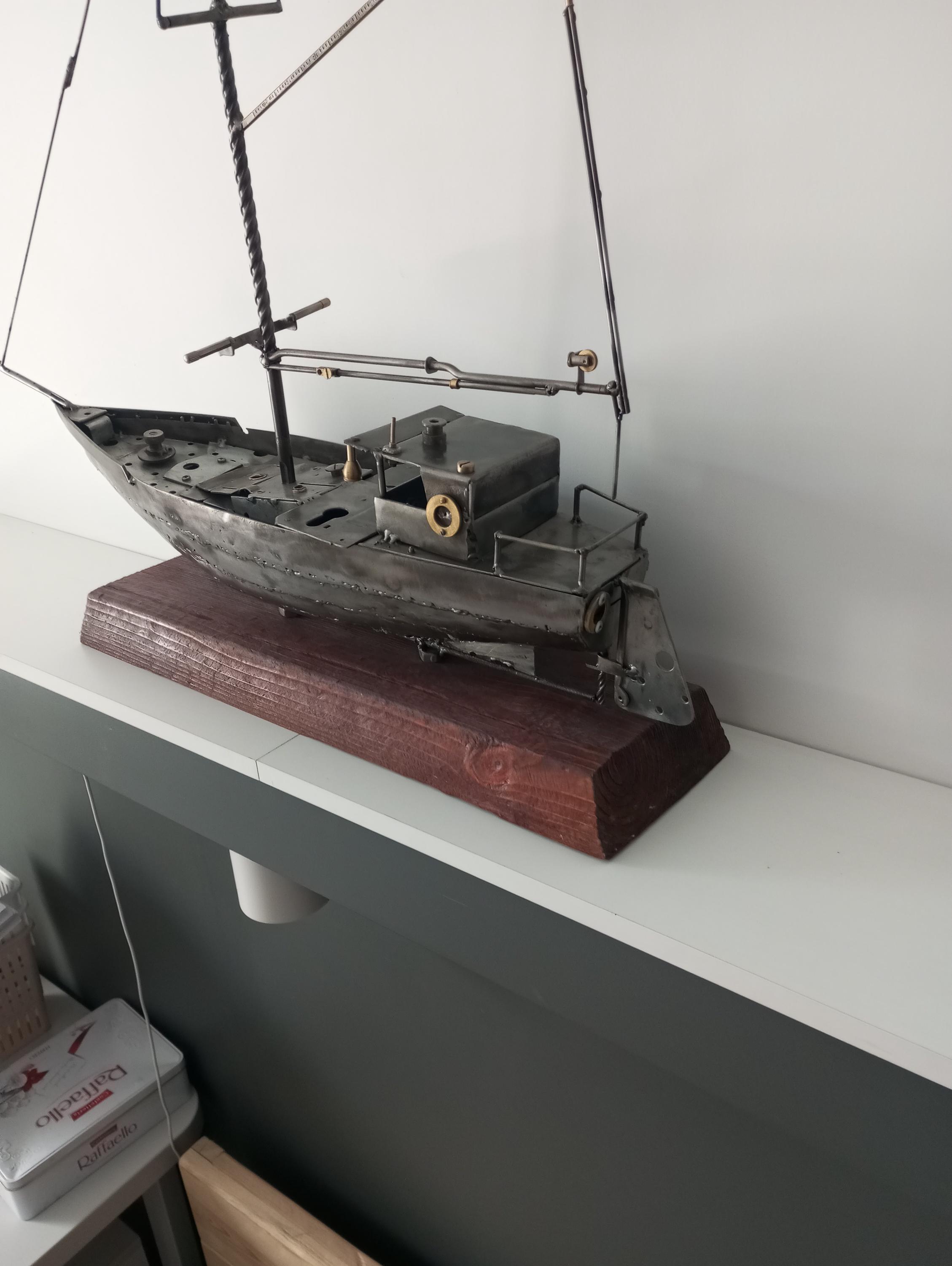 Scrap Metal Boat Sculpture: Recycled Fishing Boat Art - Etsy