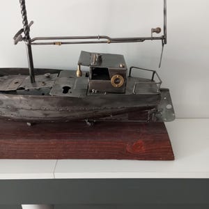 Scrap Metal Boat Sculpture: Recycled Fishing Boat Art - Etsy