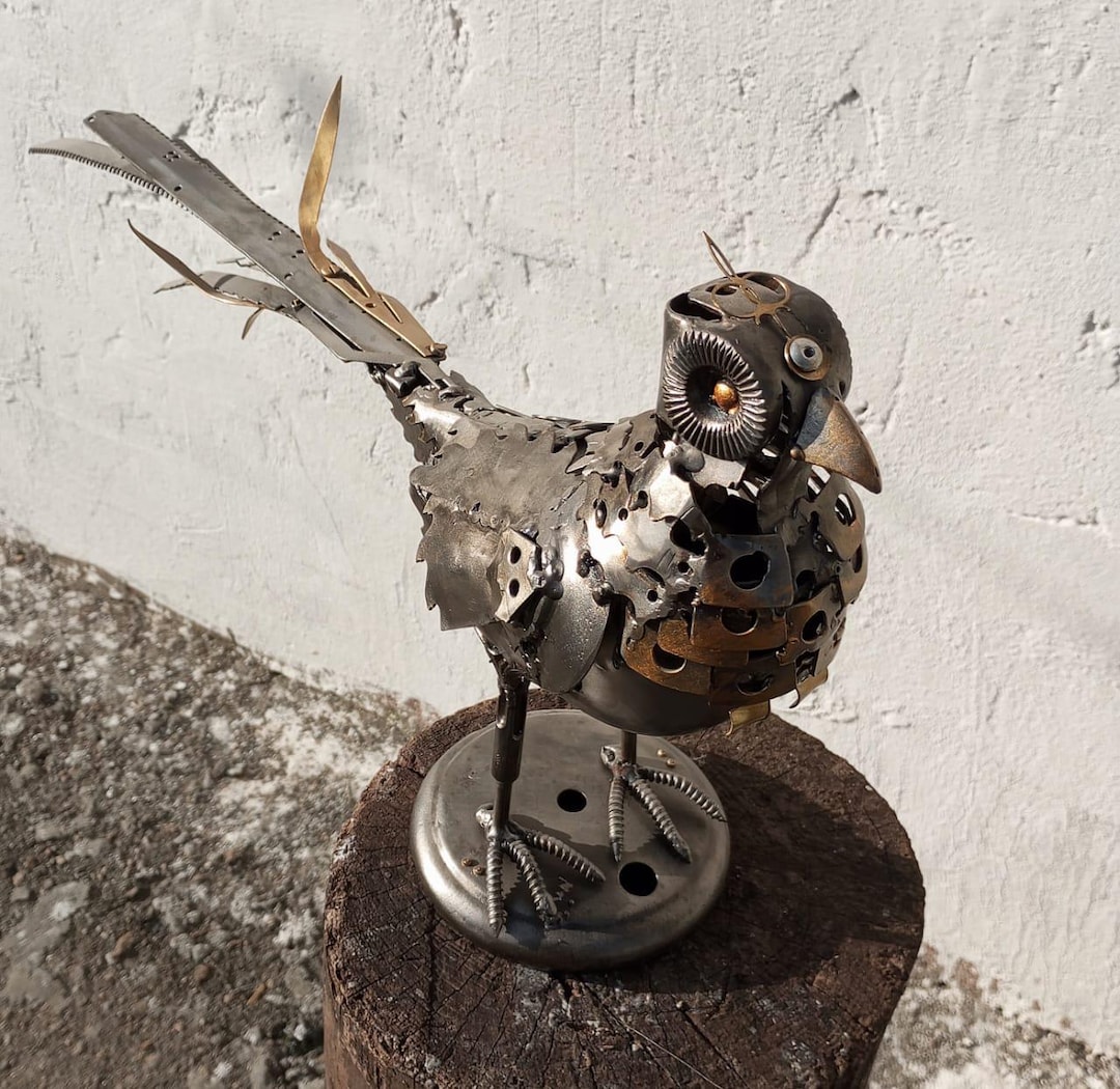 Steampunk Metal Pheasant Sculpture, Kinetic Mechanical Art, Bird, Home ...