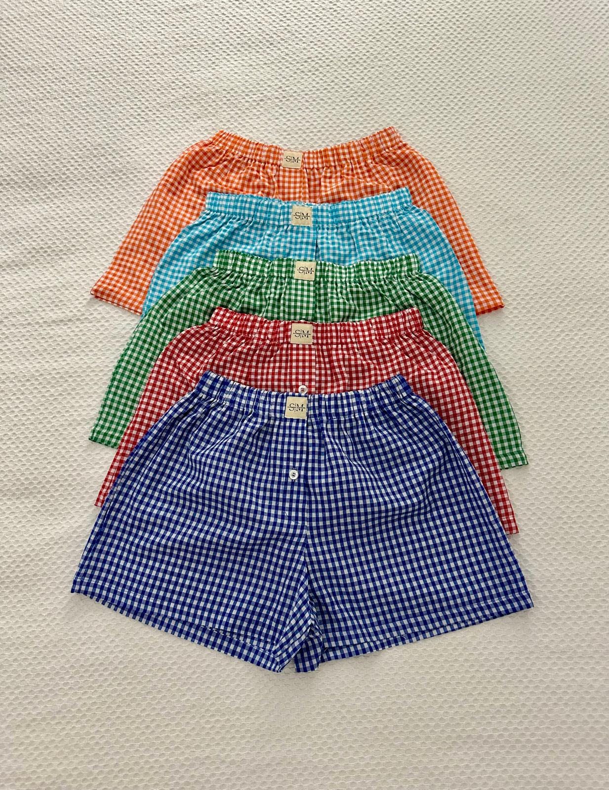 Multiple Colours Handmade Gingham Shorts, Trendy Boxer Shorts, Cute ...
