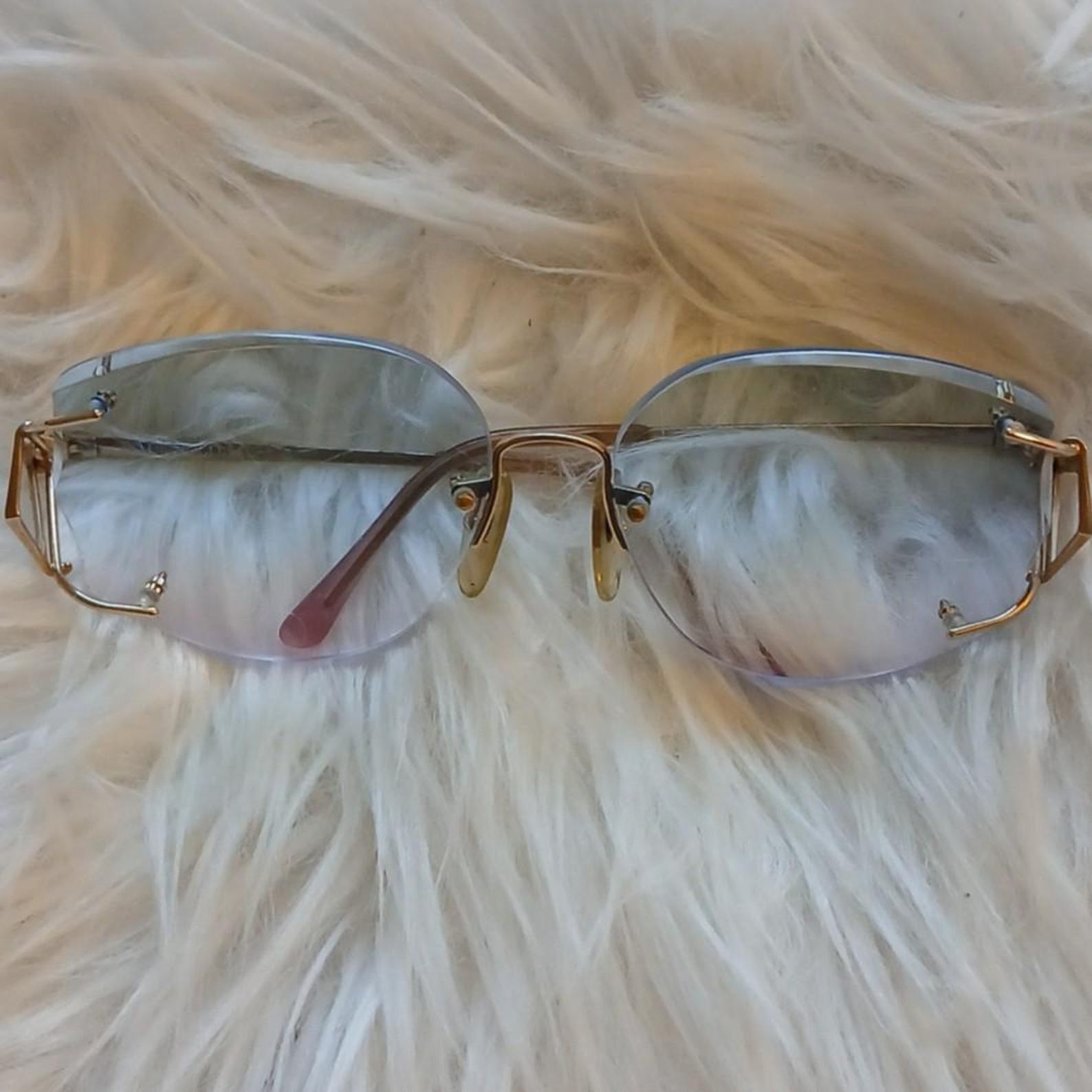 Vtg Blue Tinted Rimless Diamond Studded Dior Glasses Oversized - Etsy