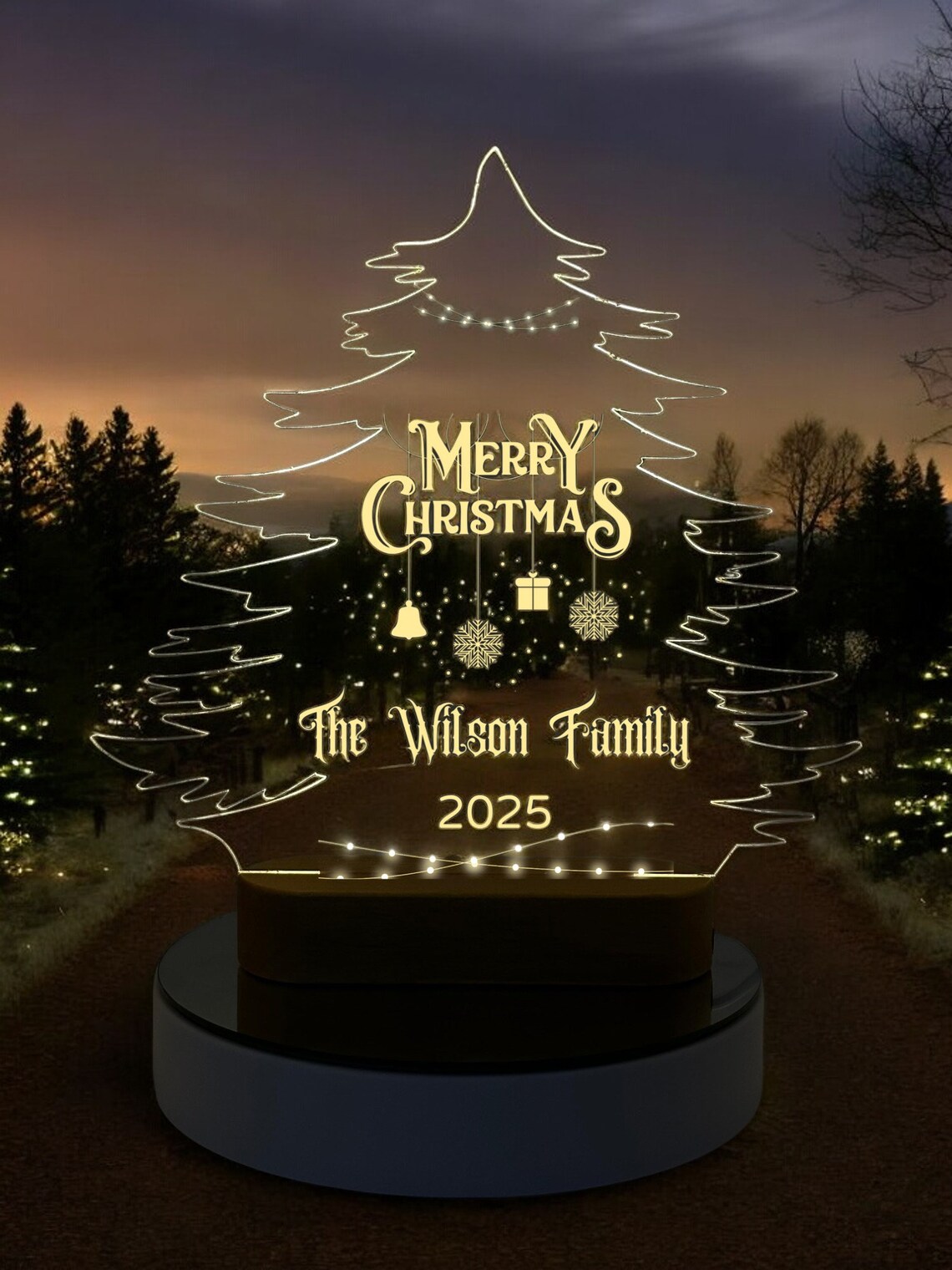 Custom Merry Christmas Night Light,personalized Christmas Tree Night ...