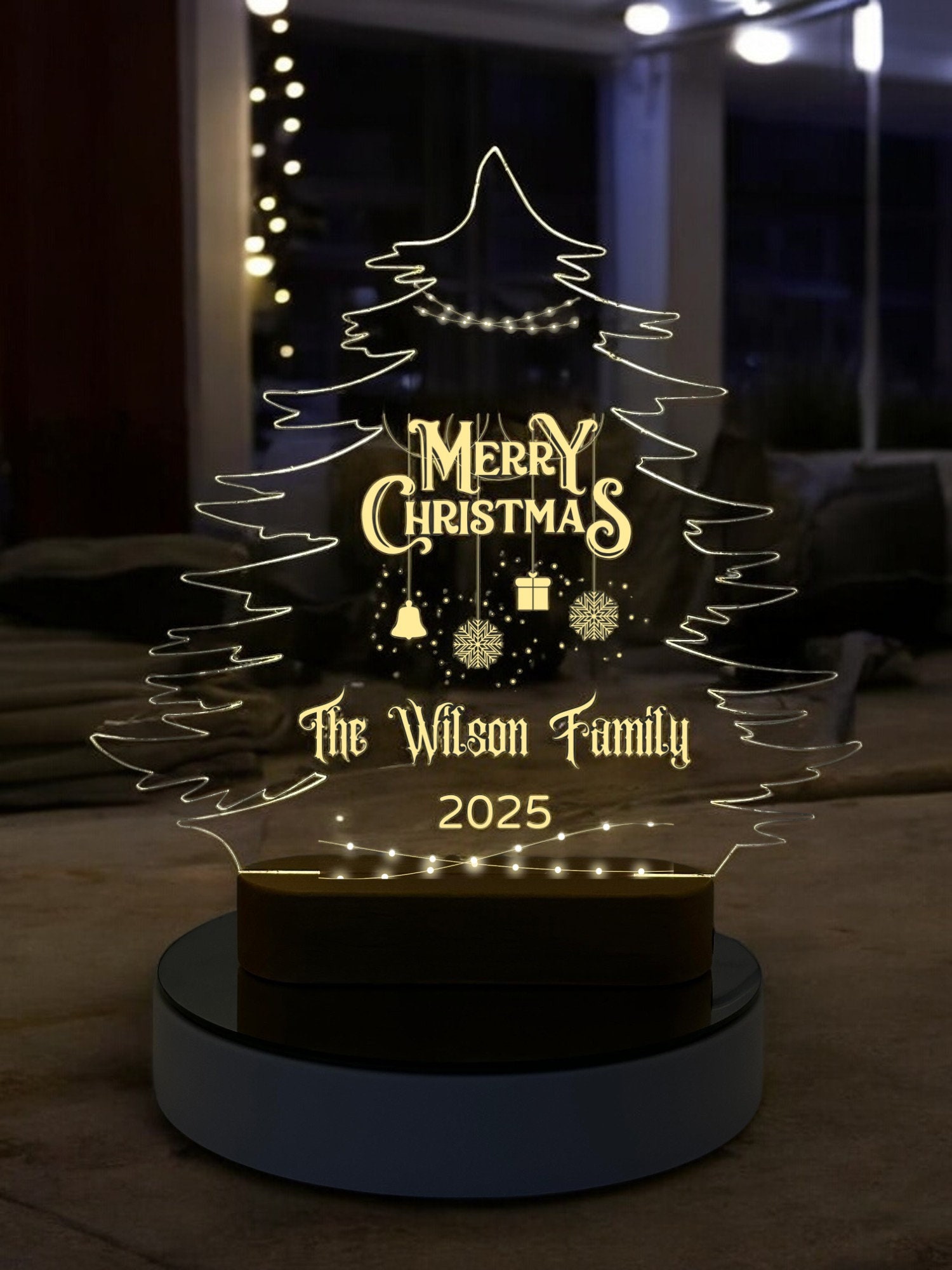 Custom Merry Christmas Night Light,personalized Christmas Tree Night ...