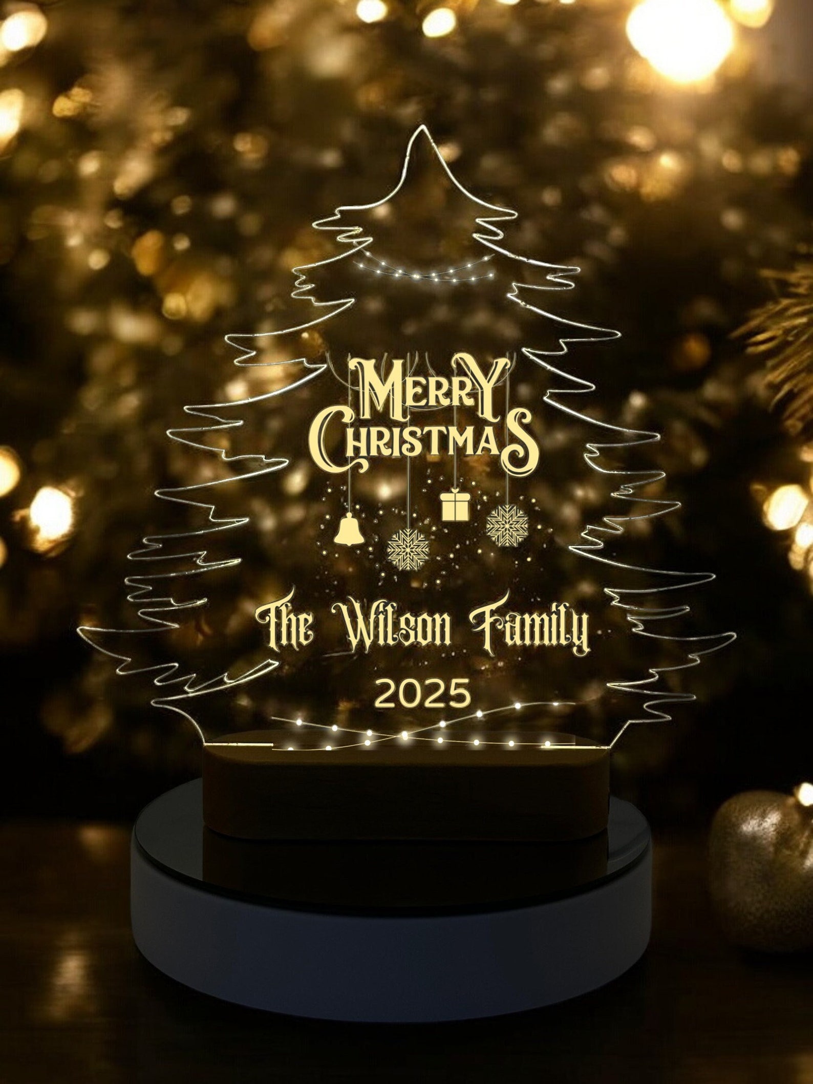 Custom Merry Christmas Night Light,personalized Christmas Tree Night ...