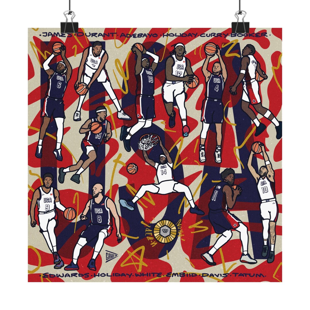 Team USA Paris 2024 Olympic Basketball Gold Medalist Square Poster ...