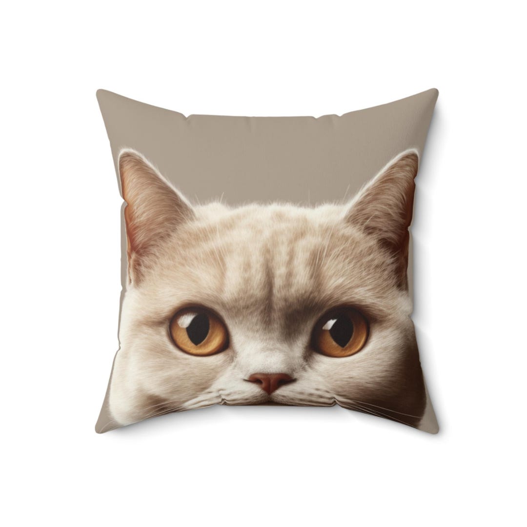 Adorable Realistic Cat Face Decorative Pillow, Cute Kitty Throw Pillow ...