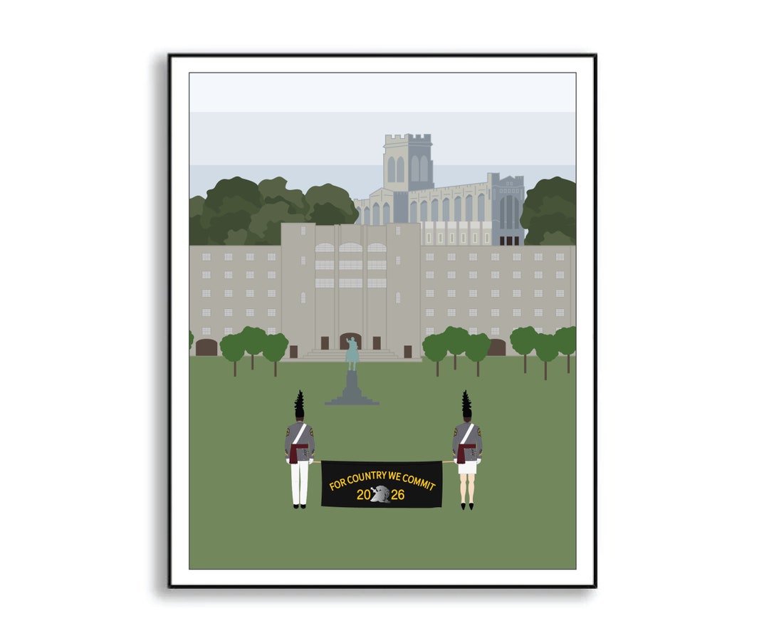 USMA West Point Illustration, Graduation Year, Class Motto Poster - Etsy