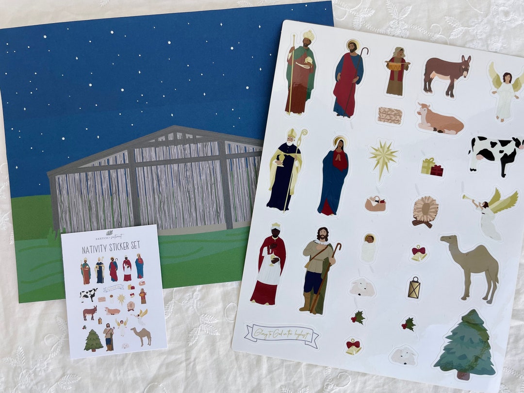Nativity Sticker Set, Single Use Kids Religious Christmas Activity ...