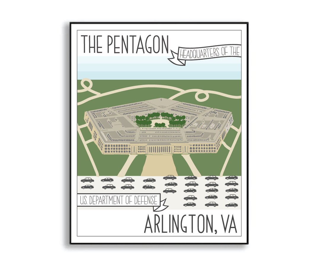 The Pentagon Illustration, Military Base Drawing, Collectible Duty ...