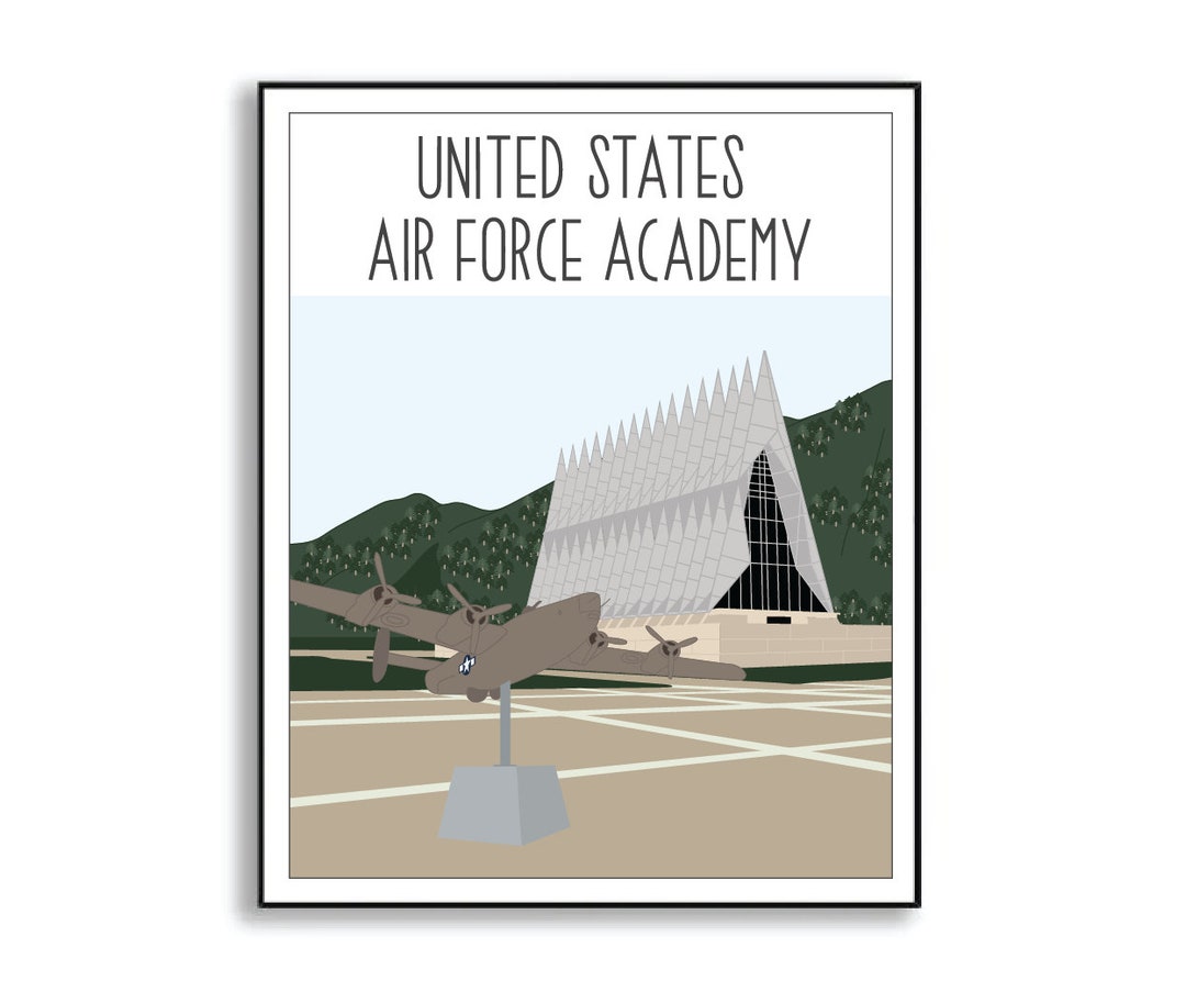 US Air Force Academy Illustration, USAFA Commemorative Art Print, Air ...