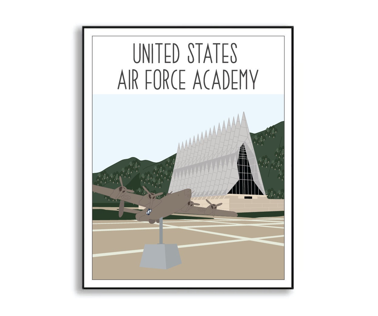 Digital USAFA Commemorative Art Print US Air Force Academy Illustration ...