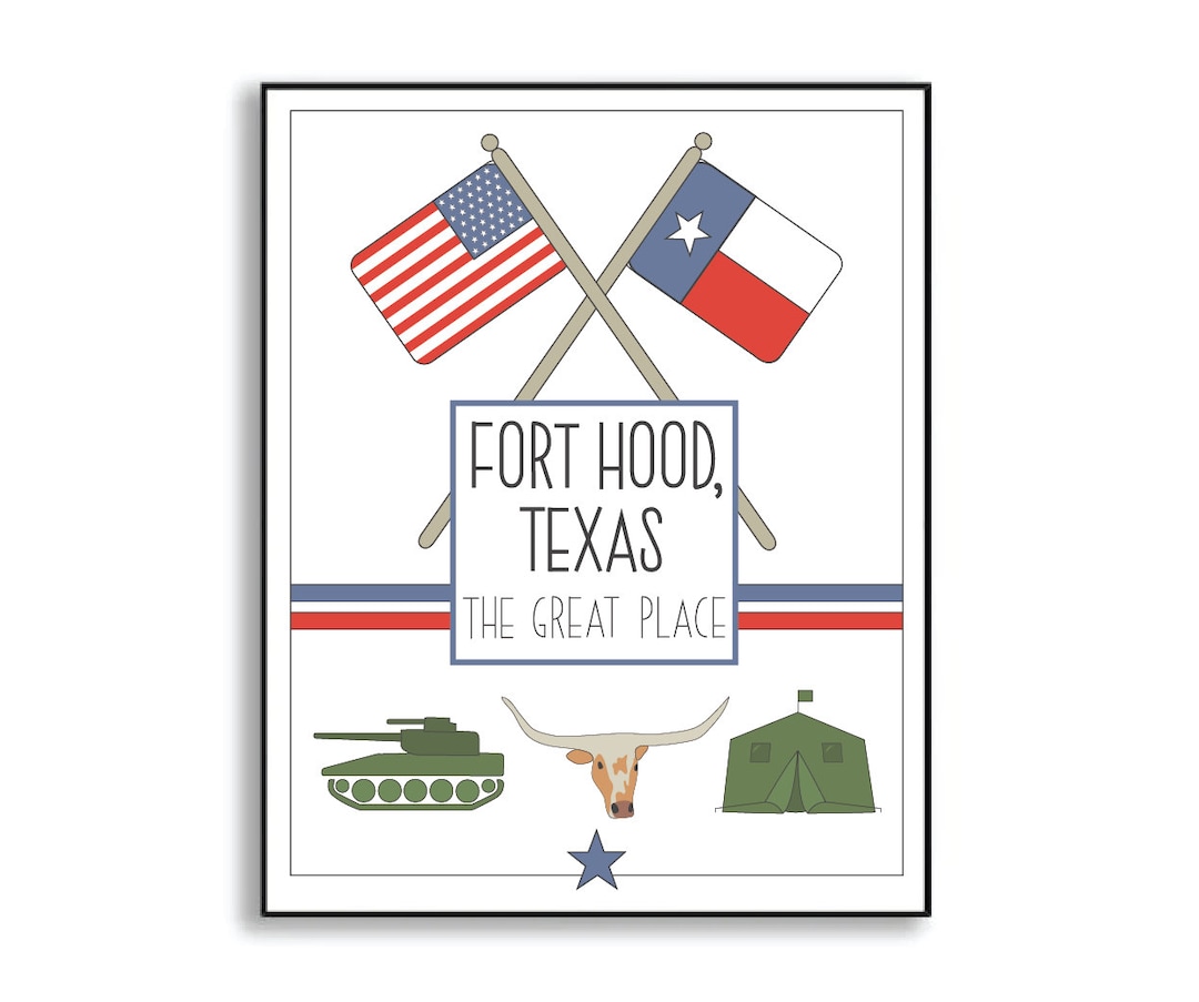 Fort Hood Texas Military Base Illustration, Fort Hood Duty Station Sign ...