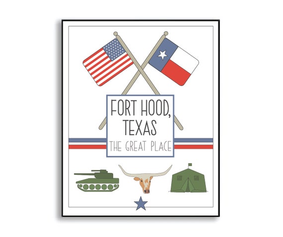 Fort Hood Texas Military Base Illustration Fort Hood Duty - Etsy
