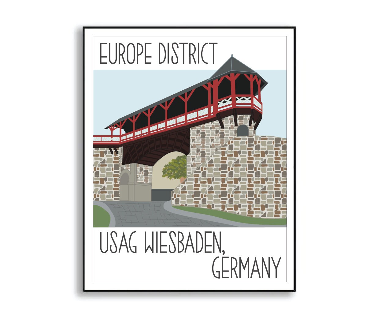 USAG Wiesbaden Europe District Germany Military Base Illustration - Etsy UK