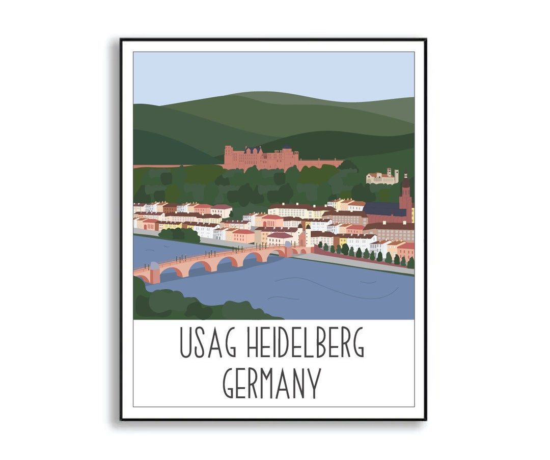 USAG Heidelberg Print, USAG Heidelberg Germany Poster, Army Base Poster ...