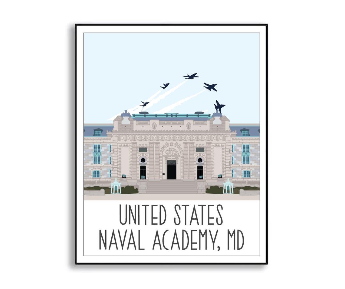 US Naval Academy Poster, Annapolis MD Poster, Naval Military School Art ...