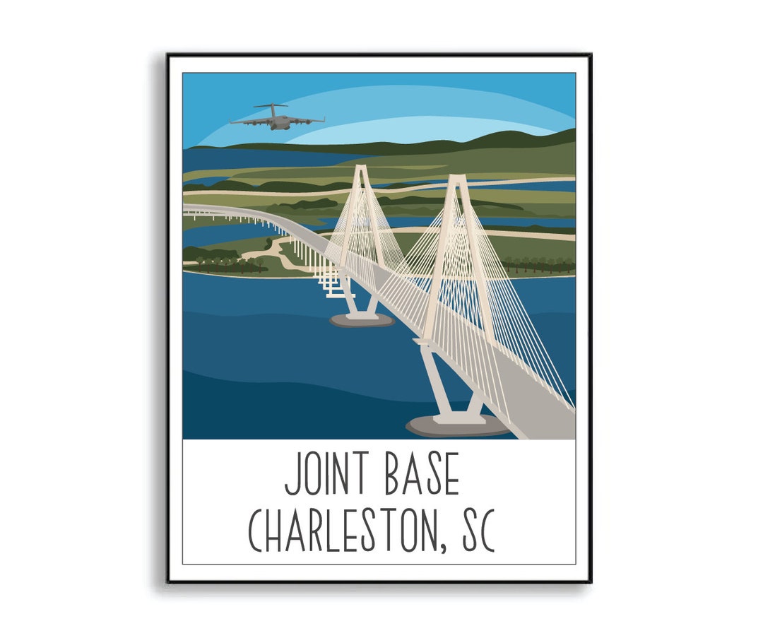 Joint Base Charleston Poster, South Carolina Military Base Drawing ...