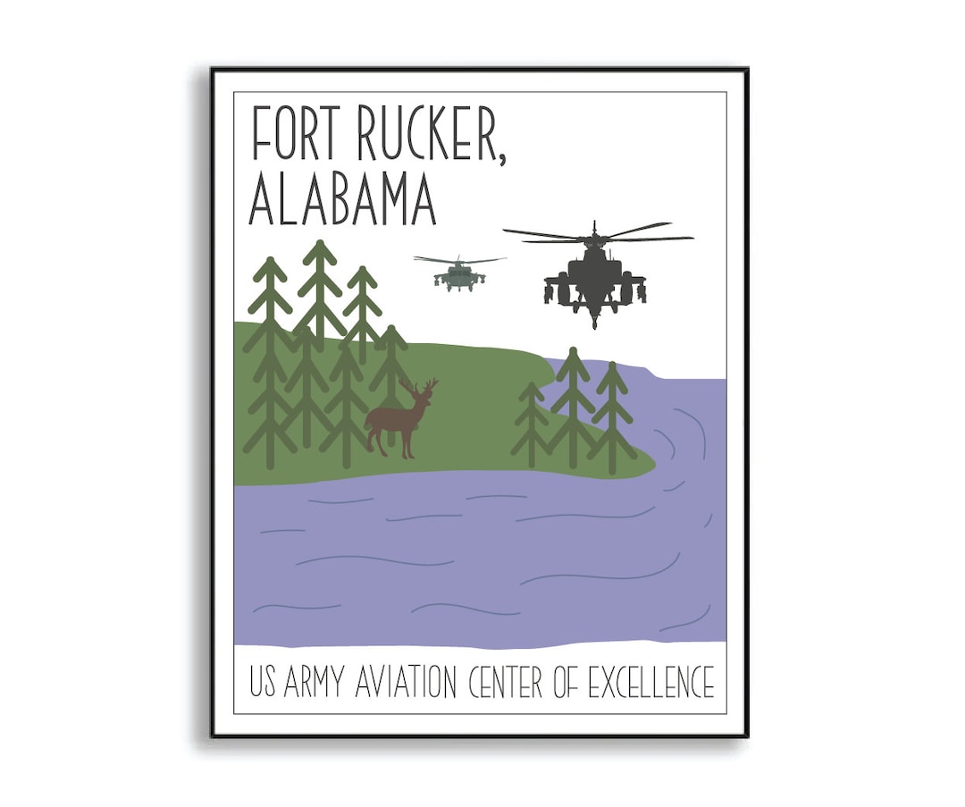 Fort Rucker Alabama Military Base Illustration, Duty Station Sign ...