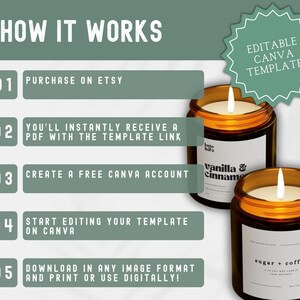 6 Editable Candle Label Bundle, Bestseller Candle Label Template, Canva ...