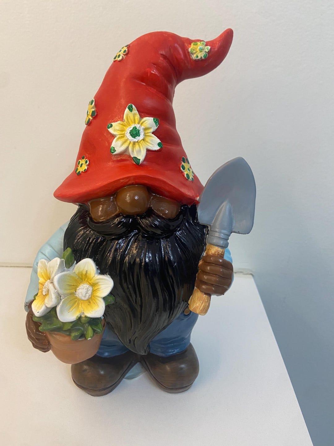 Hand-painted African American Garden Gnome 11.5” Yard Decor With Red ...
