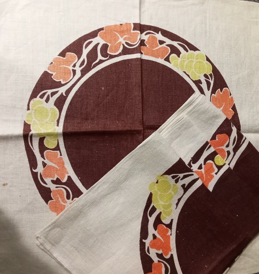 Vintage Linen Napkins 4 Art Nouveau MINT With Tags Hale Brothers San ...