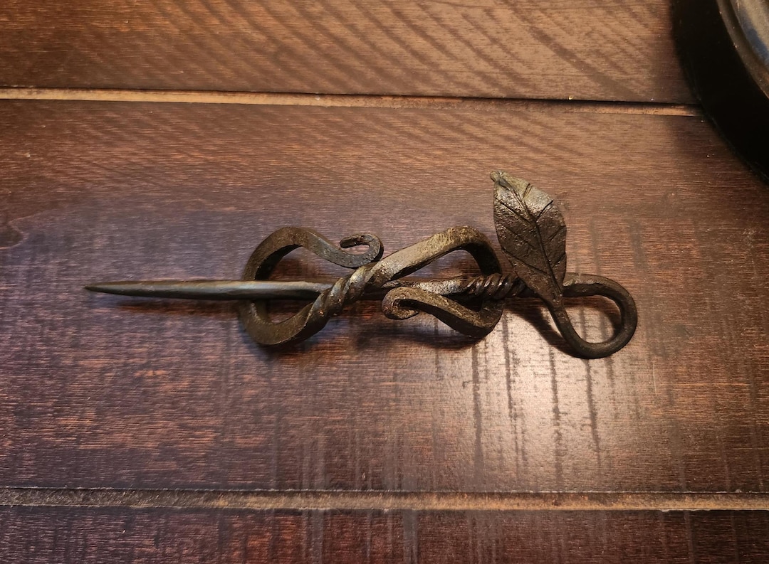 Hand Forged Hairpin With Intricate Leaf and Twist Detail - Etsy