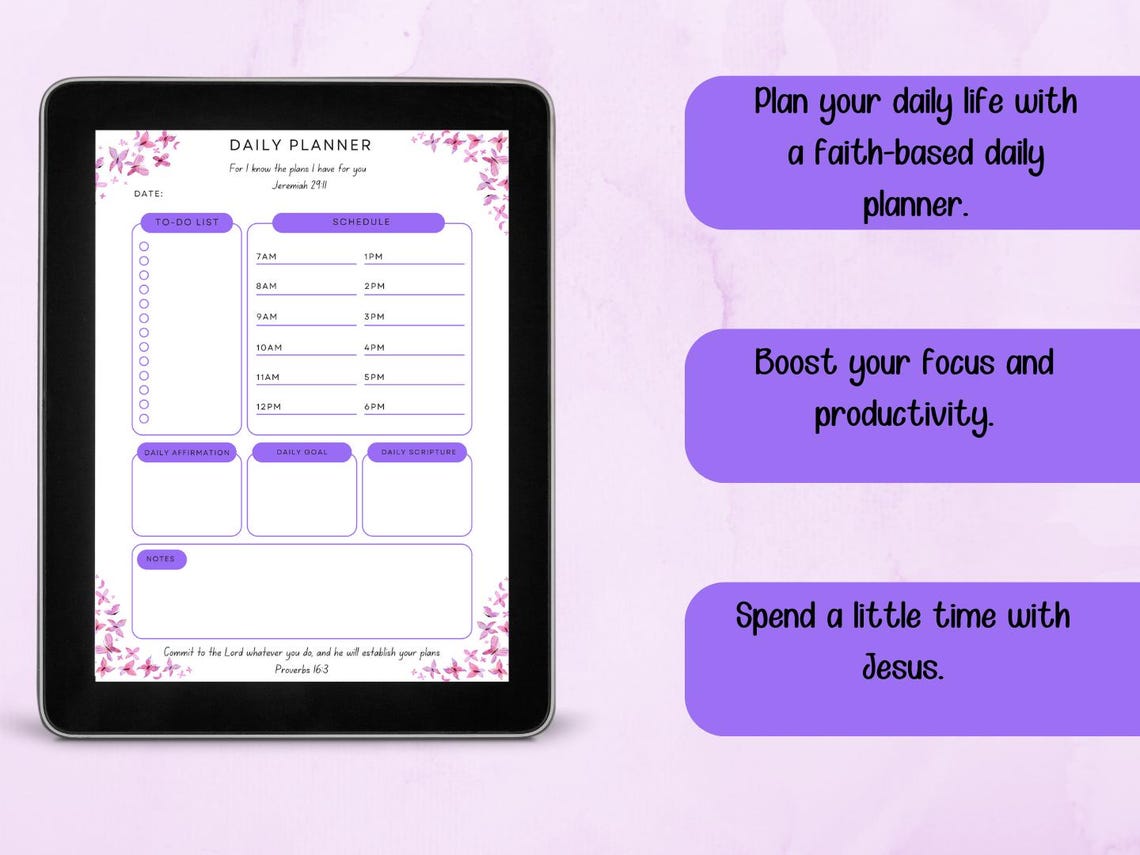 Daily Planner, Daily Christian Planner, Digital Daily Planner ...