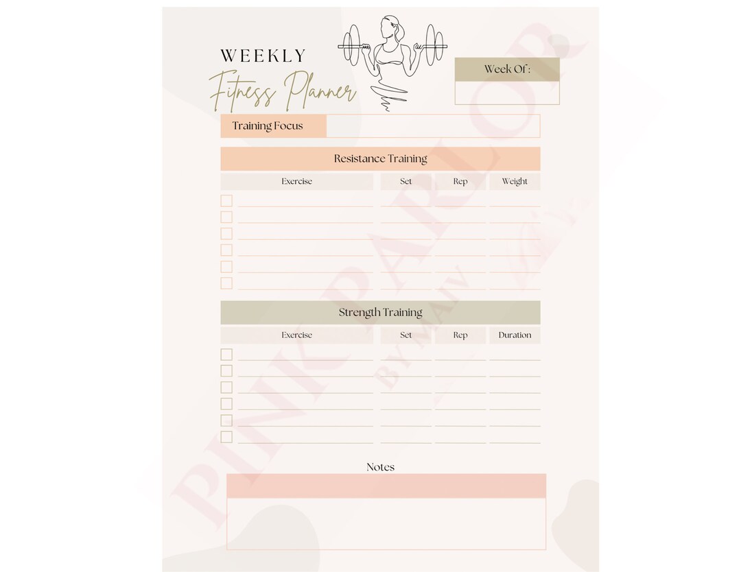 Fitness Gym Weekly Daily Planner Sheets Digital Download Printable - Etsy