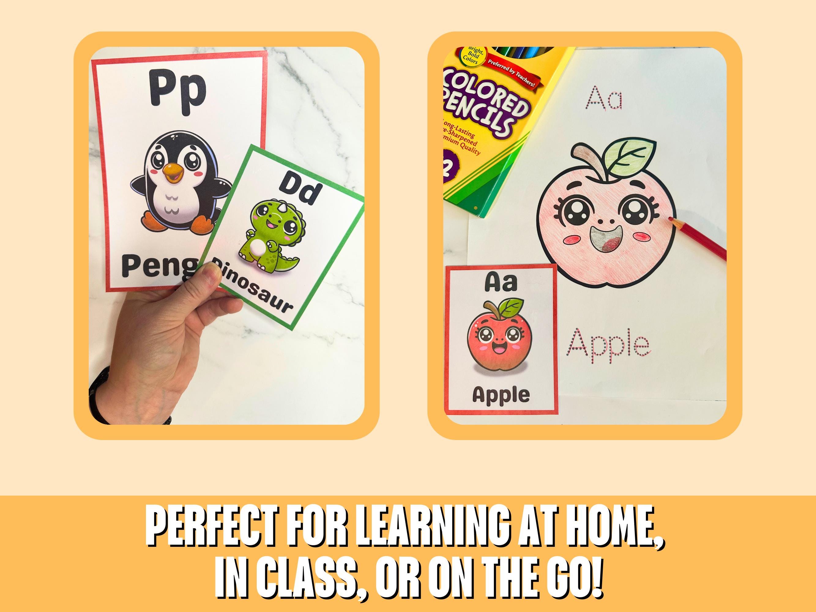Alphabet Flashcards Printable – ABC Learning Cards Coloring Tracing ...
