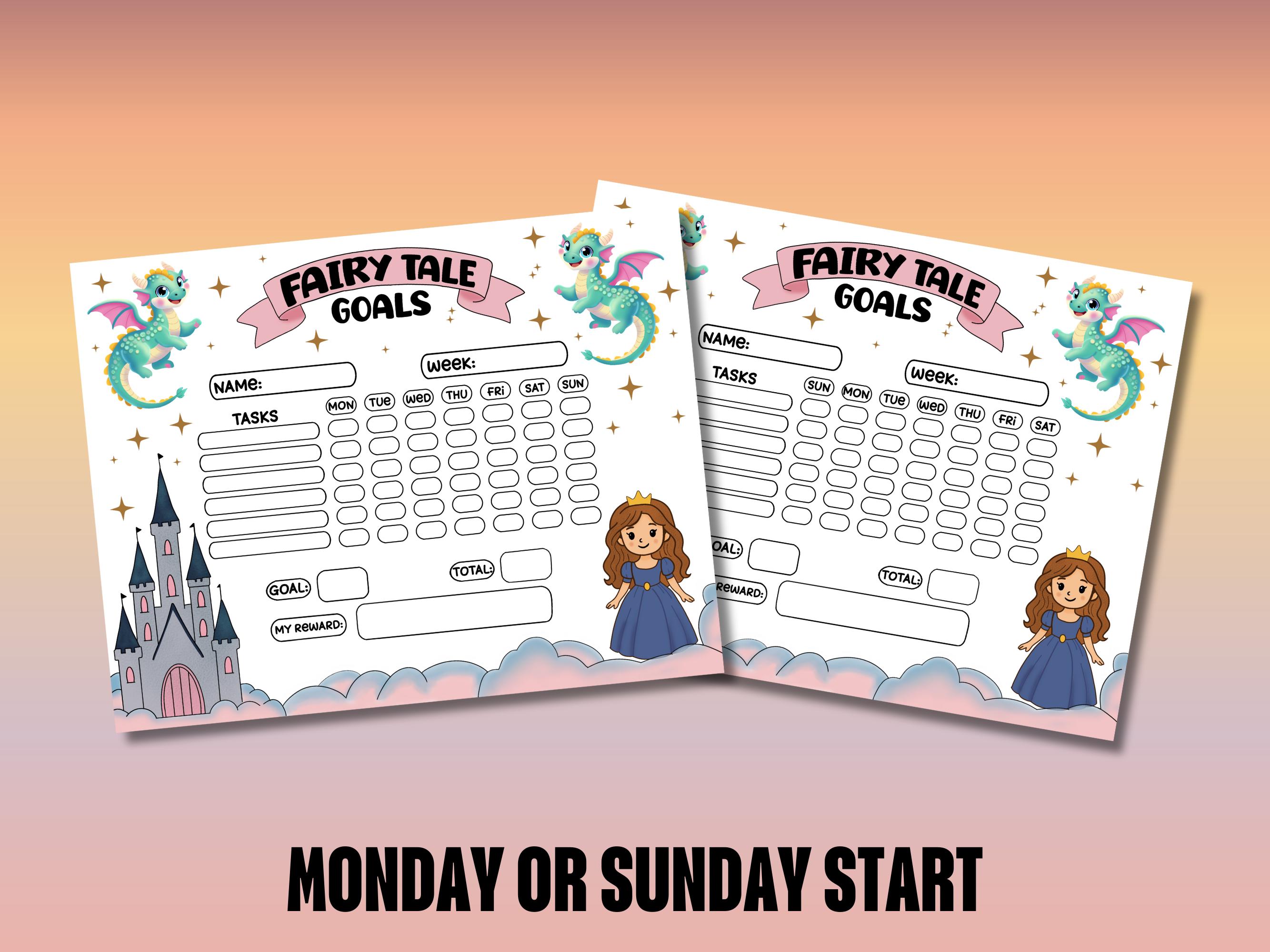 Princess Castle Reward Chart for Kids: Fairy Tale Chore Tracker (PDF ...
