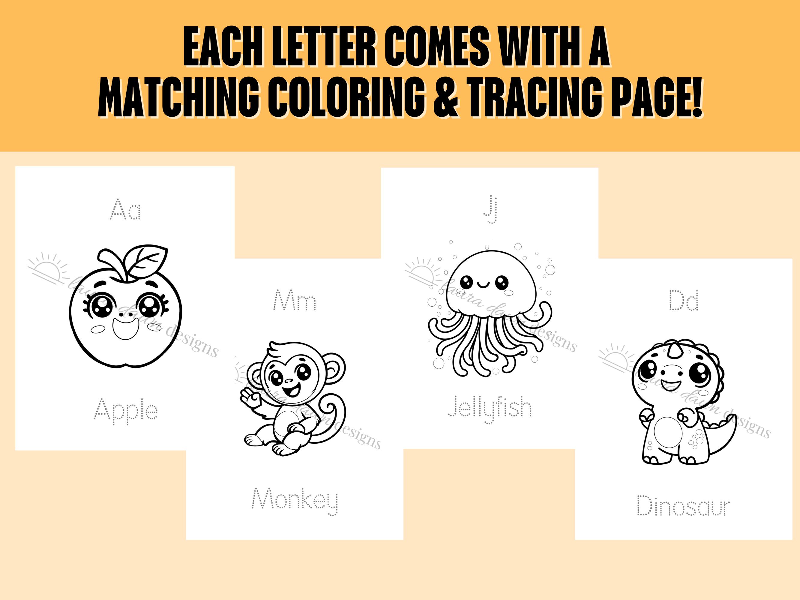 Alphabet Flashcards Printable – ABC Learning Cards Coloring Tracing ...