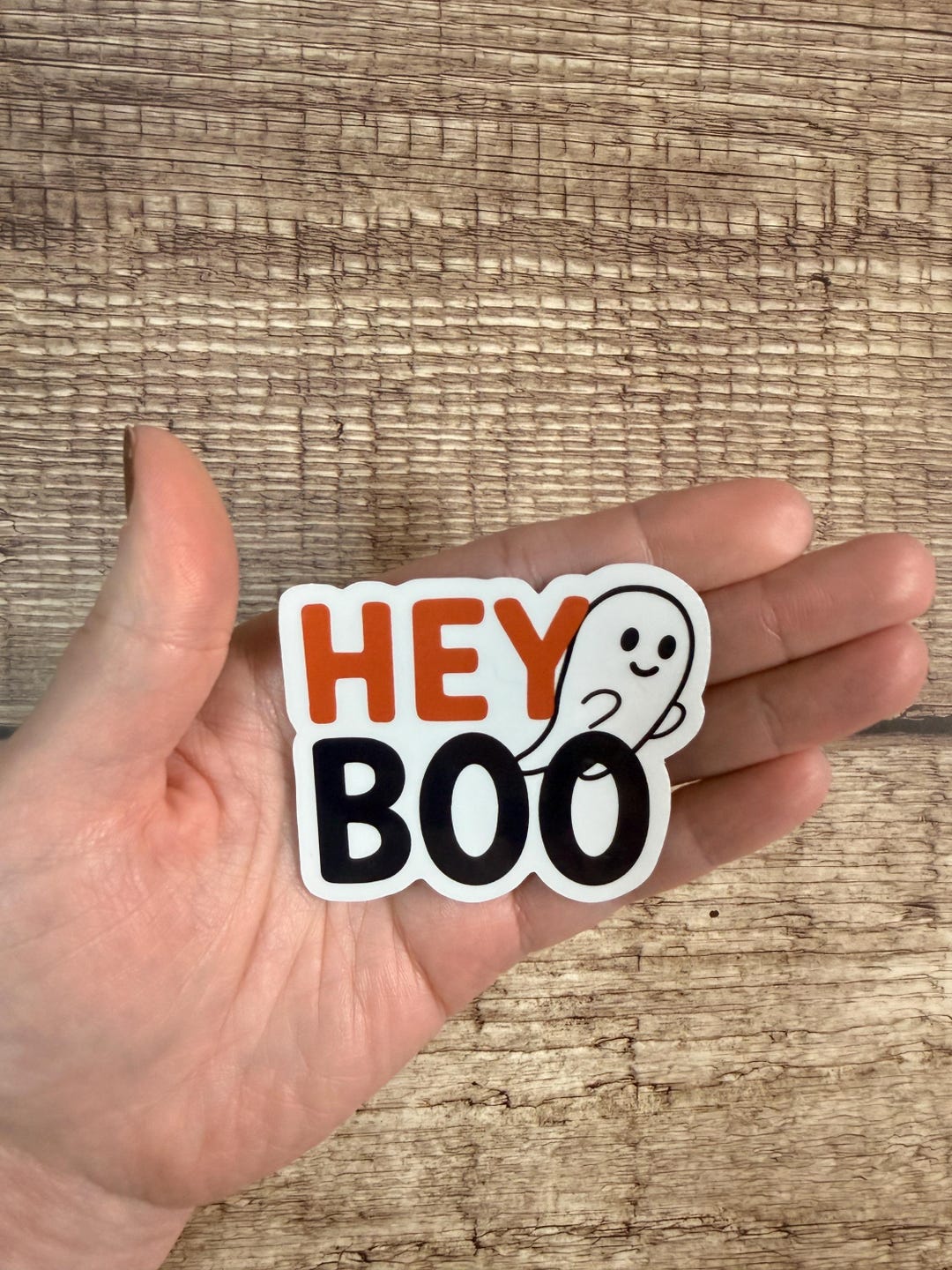 Cute Halloween Ghost Waterproof Sticker – Hey Boo Vinyl Decal Gift - Etsy