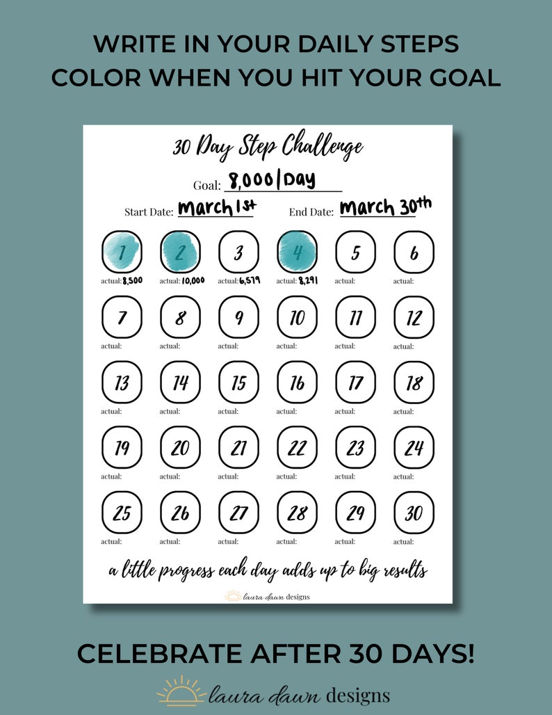 30 Day Step Challenge Tracker: A5/letter Fitness Planner (digital ...
