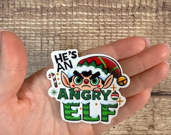 I'm an Angry Elf Sticker, Angry Elf, Christmas, Holiday, Festive, Funny ...