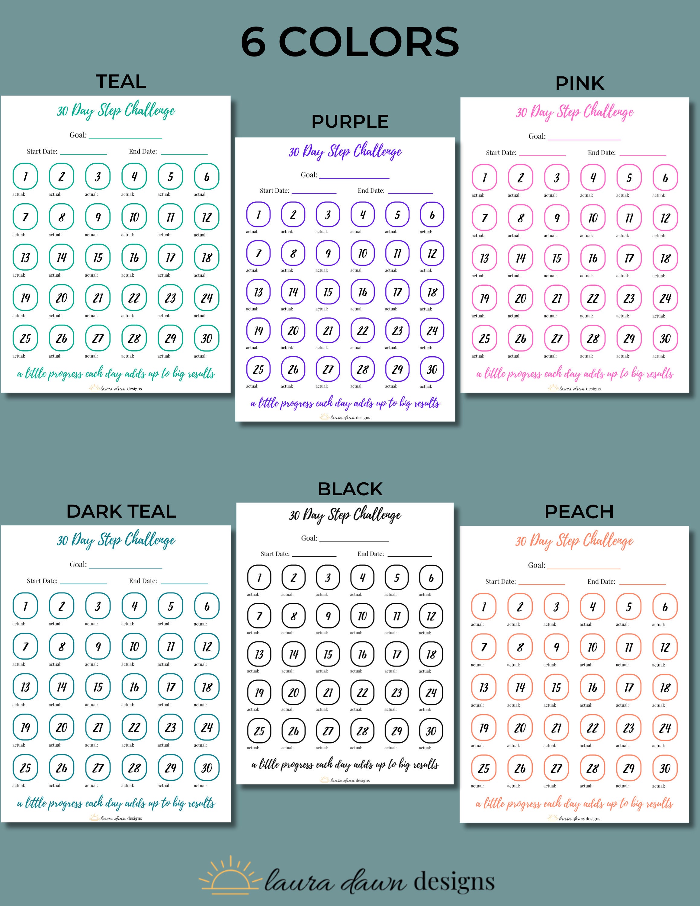 30 Day Step Challenge Tracker: A5/letter Fitness Planner (digital ...