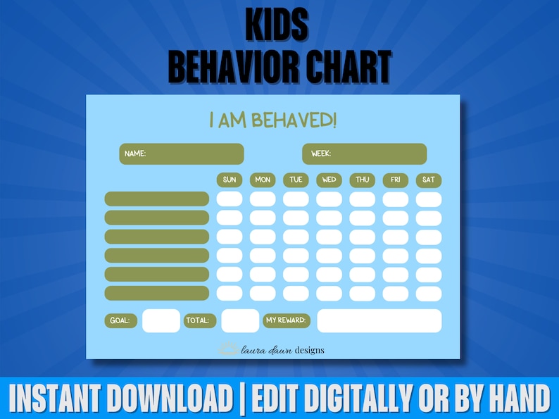 Kids Behavior Chart | Behavior Reward Chart for Kids | Printable PDF ...