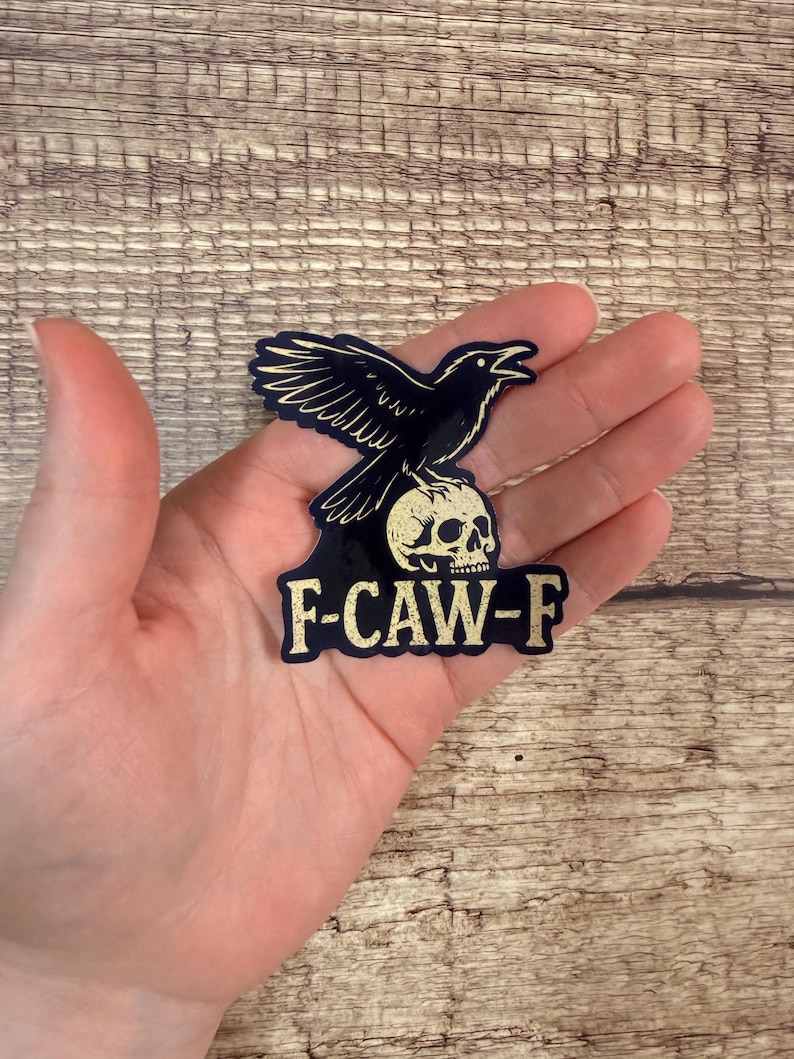 Edgy Halloween Sticker – F-CAW-F Crow Sticker, Gothic Raven Skull ...