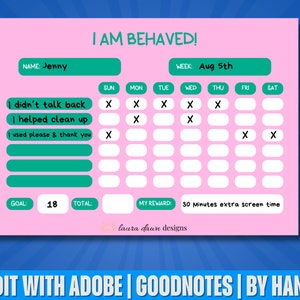 Kids Behavior Chart | Behavior Reward Chart for Kids | Printable PDF ...