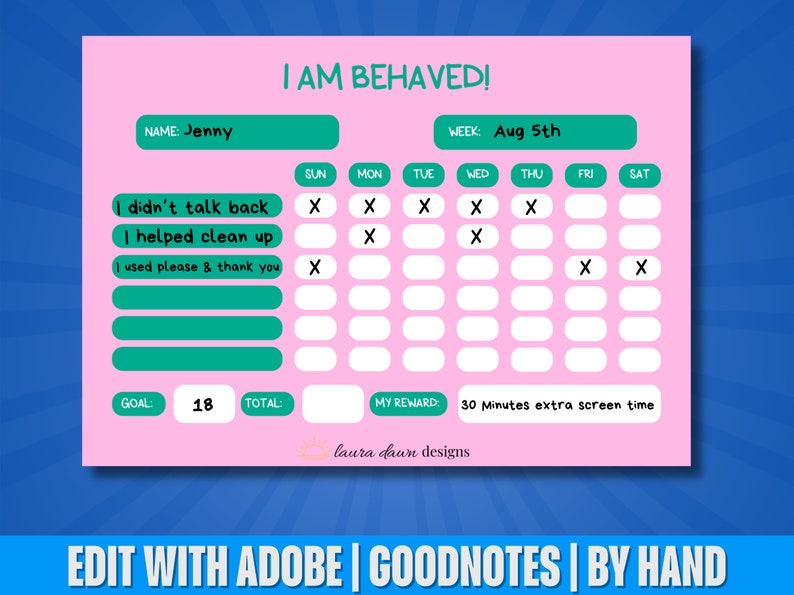 Kids Behavior Chart | Behavior Reward Chart for Kids | Printable PDF ...