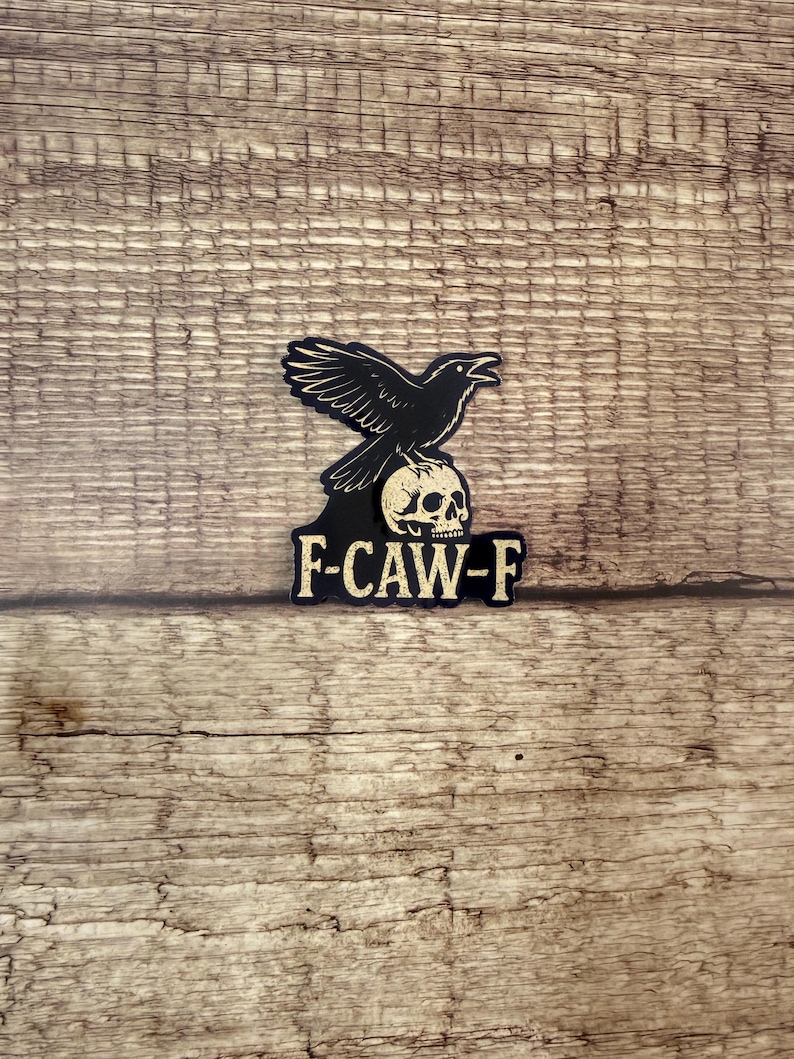 Edgy Halloween Sticker – F-CAW-F Crow Sticker, Gothic Raven Skull ...