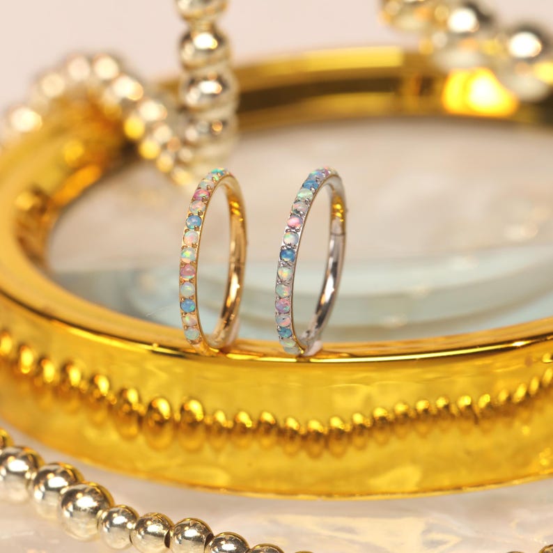 Mix Opal 16G Nose Hoop Clicker Hoop Piercing Rings Septum Jewelry Nose ...