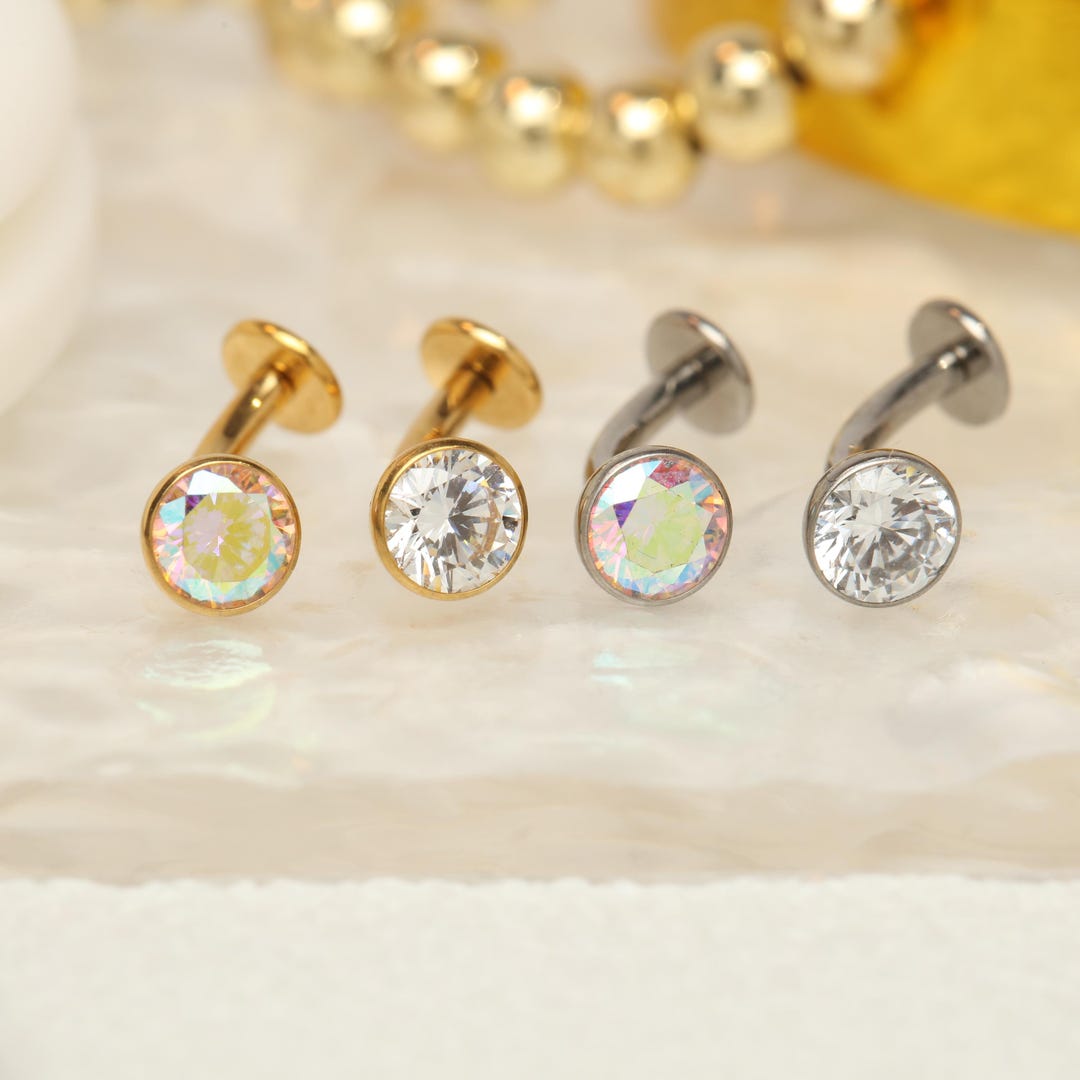 8/10/12/14mm CZ Belly Button Ring Floating 14G Belly Piercing Jewelry ...