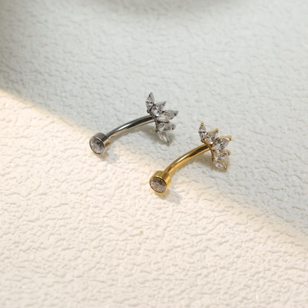 G23 Shiny Zirconia Belly Button Ring Floating Belly Button Piercing ...