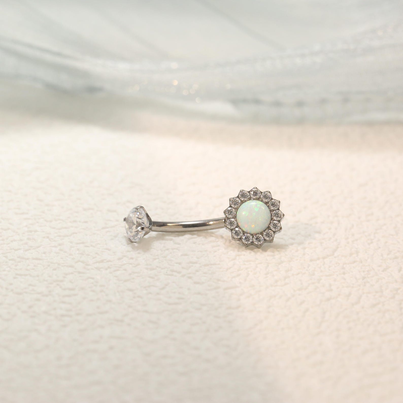 Titanium 14G Shiny Zirconia Belly Button Ring 10mm Belly Button ...