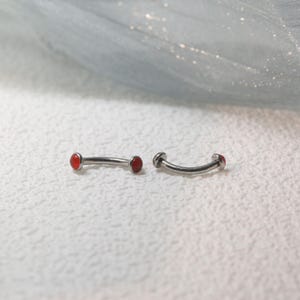 Red Agate Eyebrow Jewelry G23 Eyebrow Piercing Jewelry/curved Barbell ...