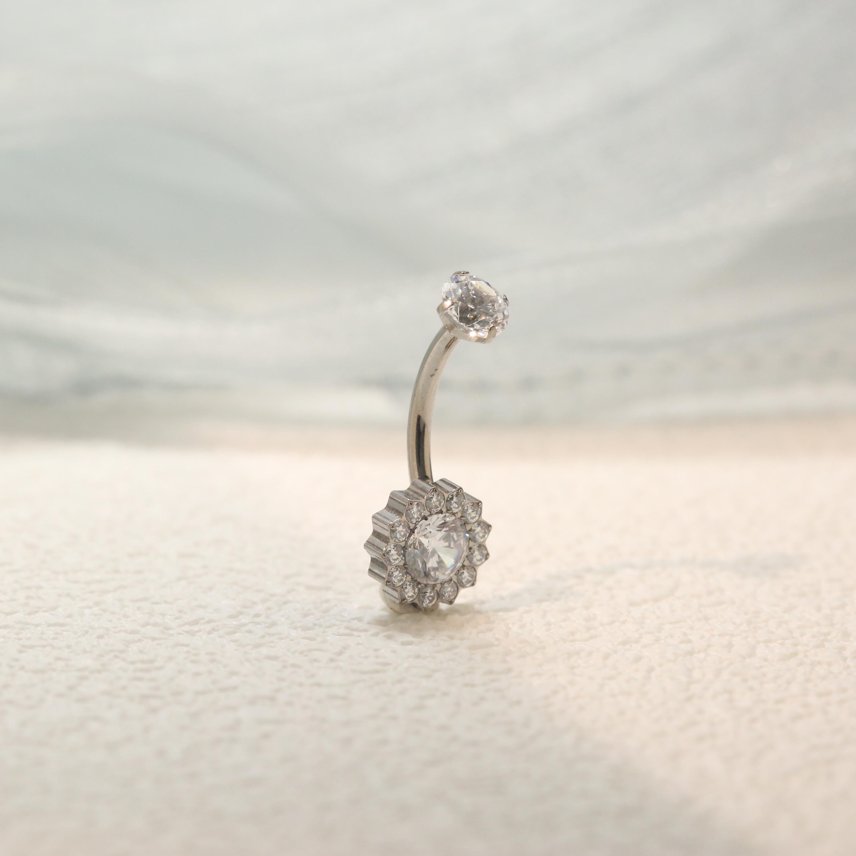 Titanium 14G Shiny Zirconia Belly Button Ring 10mm Belly Button ...