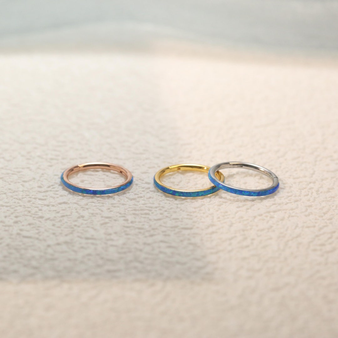 16G 18G 20G Blue Opal Nose Ring Piercing Nose Hoop Septum Jewelry ...