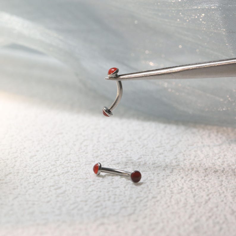 Red Agate Eyebrow Jewelry G23 Eyebrow Piercing Jewelry/curved Barbell ...