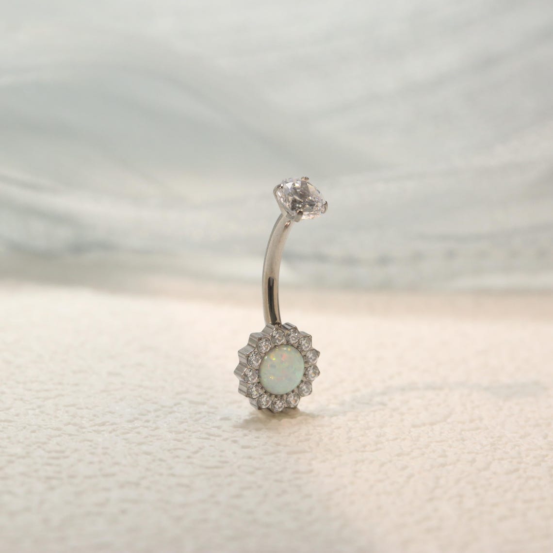 Titanium 14G Shiny Zirconia Belly Button Ring 10mm Belly Button ...
